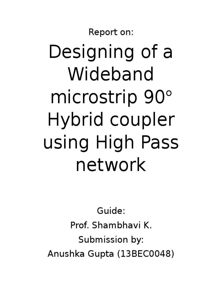 Designing of A Wideband Microstrip 90 Hybrid Coupler Using High Pass ...