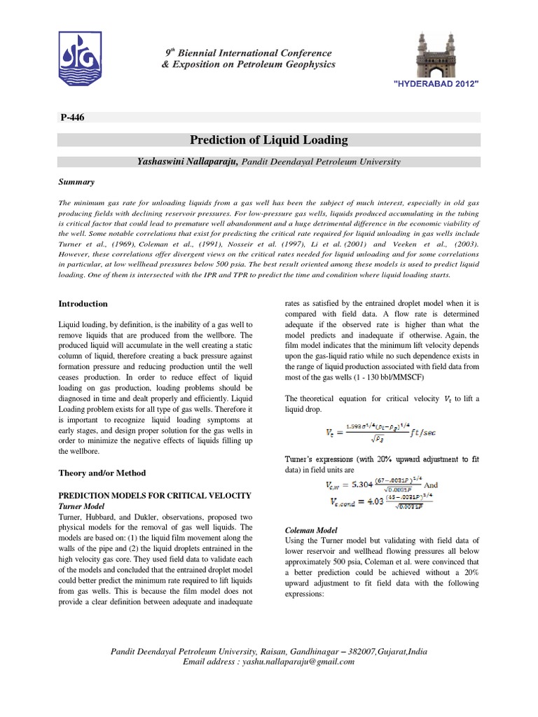 Liquid Loading Prediction in Gas Wells | PDF | Fluid Dynamics | Turbulence
