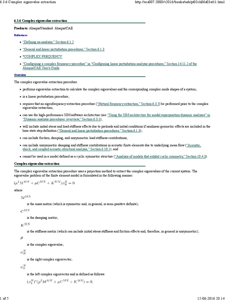 6.3.6 Complex Eigenvalue Extraction | PDF | Eigenvalues And Eigenvectors | Normal Mode