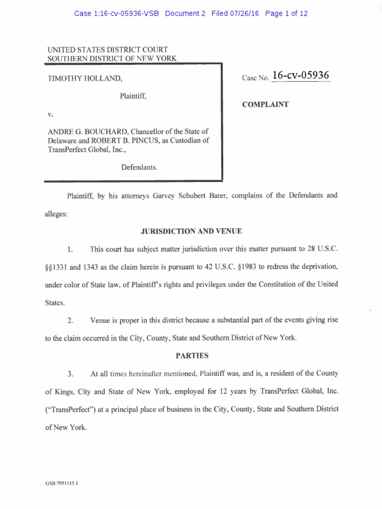 Holland V Bouchard Complaint | PDF