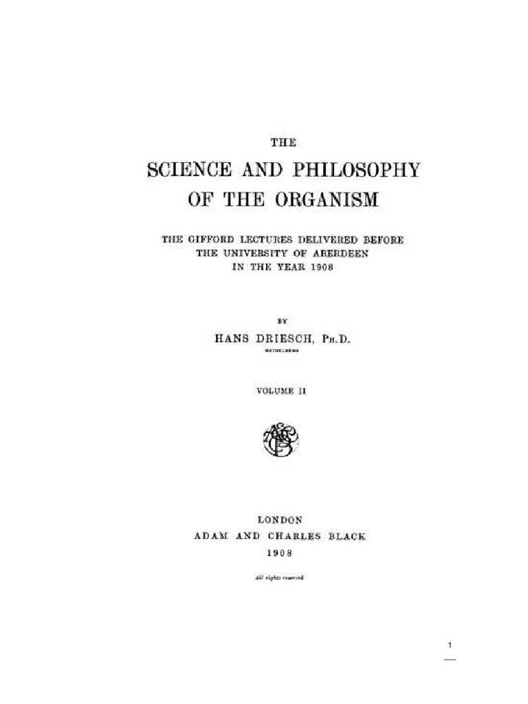 Hans Driesch - Science & Philosophy of Organism Vol. II | PDF ...