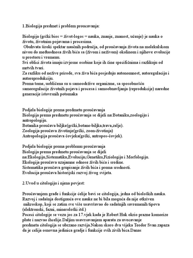 Biologija, Skripta | PDF