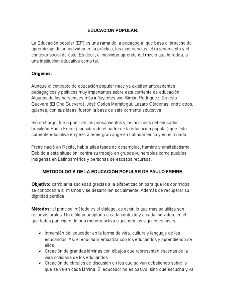 Educación Popular | PDF | Cognición | Ciencia cognitiva