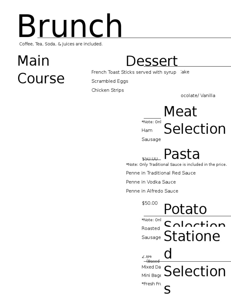 Brunch Menu | PDF | Cuisine | Western Cuisine
