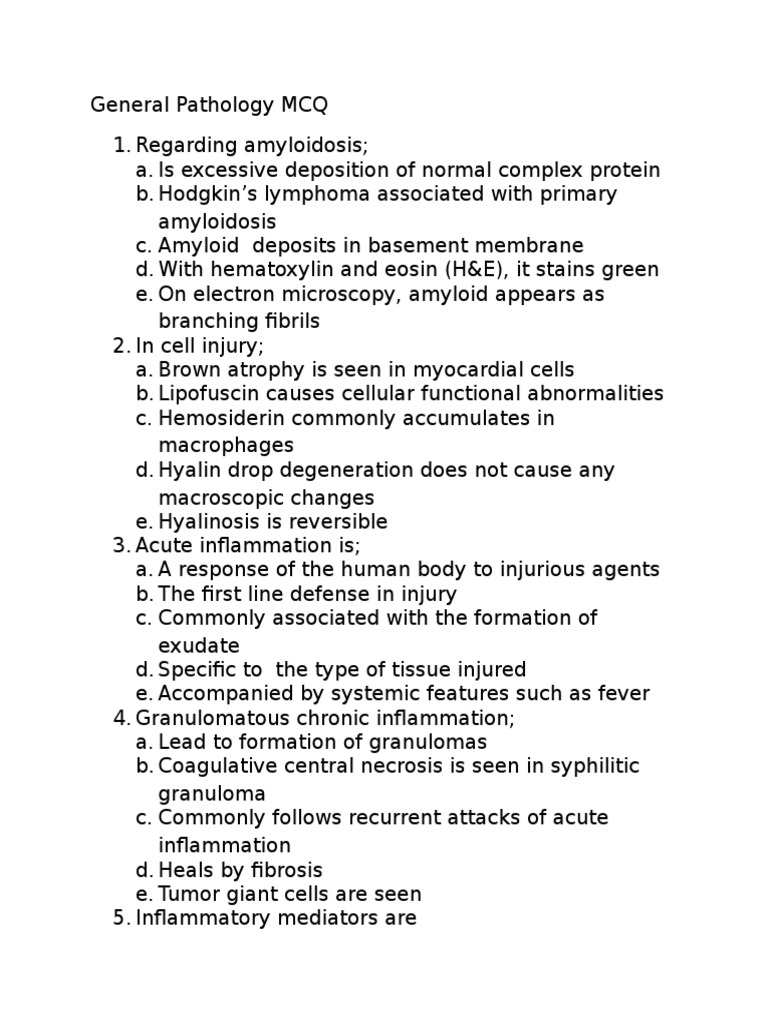 General Pathology MCQ | PDF