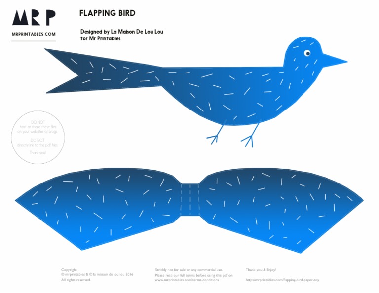 MR Printables Flapping Bird Paper Toy | PDF