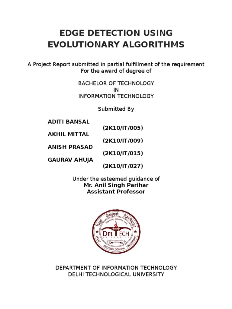 Major Project Report 4th Year It Edge Detection Final Pdf Imaging Algorithms