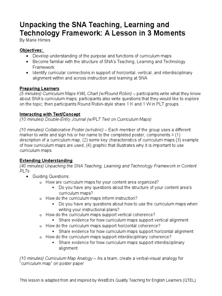 Unpacking The SNA Teaching, Learning and Technology Framework | PDF ...