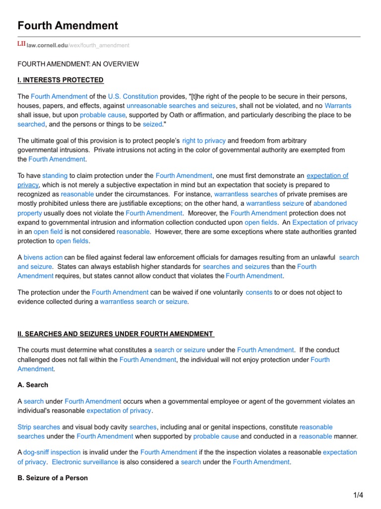 Fourth Amendment PDF | PDF | Search And Seizure | Fourth Amendment To ...