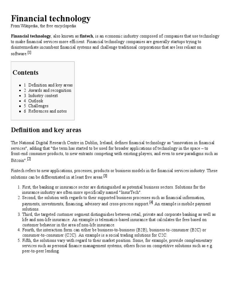 Financial Technology (Fintech) | PDF | Financial Technology | Finance ...