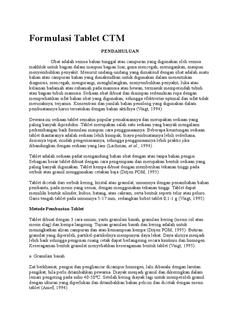 Formulasi Tablet CTM | PDF