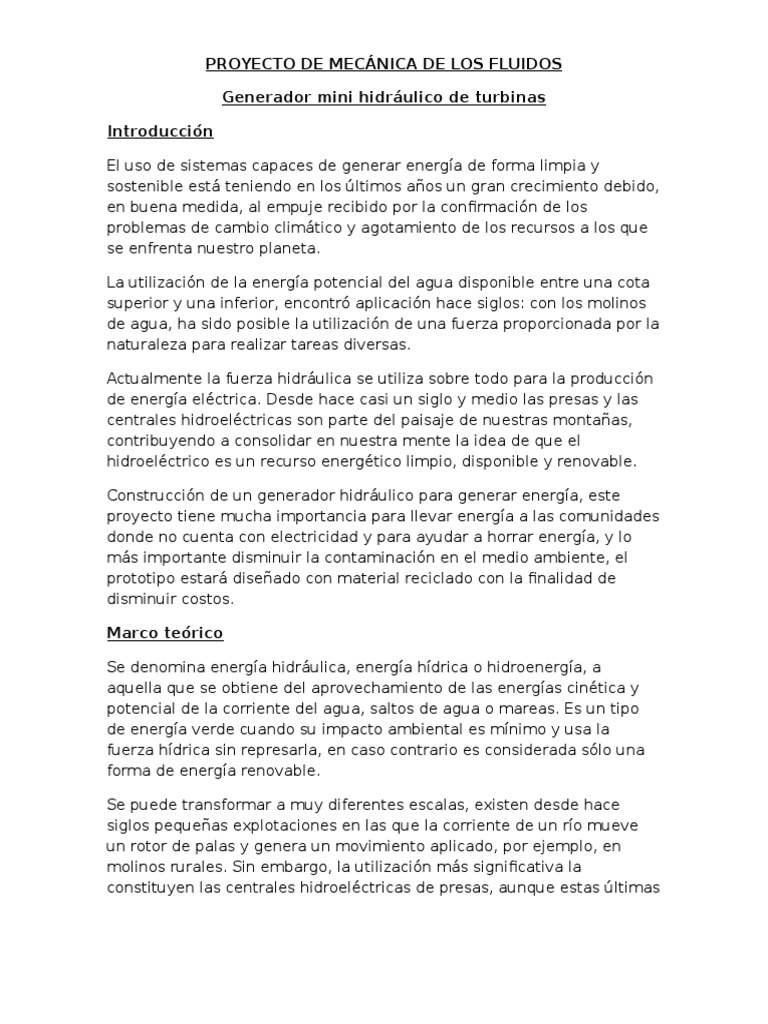 Proyecto de Mecanica de Los Fluidos Labo | PDF | Hidroelectricidad | Represa