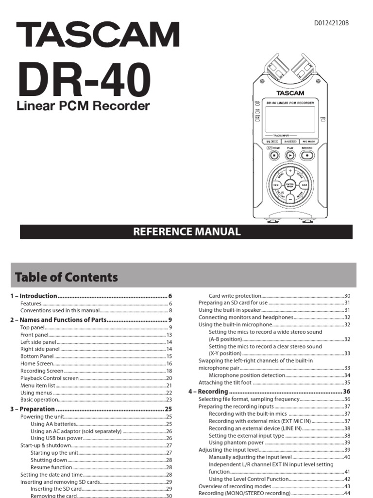 Linear PCM Recorder: Reference Manual | Download Free PDF | Microphone ...