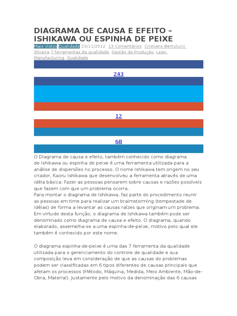 Diagrama de Causa e Efeito | PDF | Qualidade (negócios) | Science