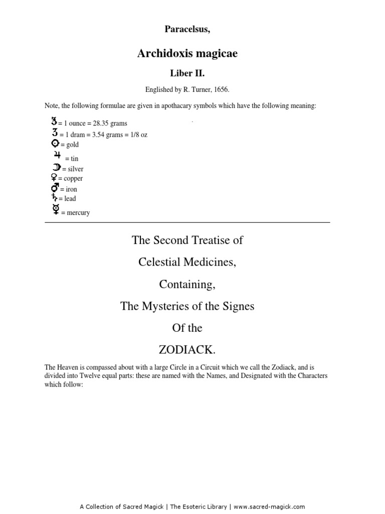 Archidoxis Magicae by Paracelsus PDF | PDF