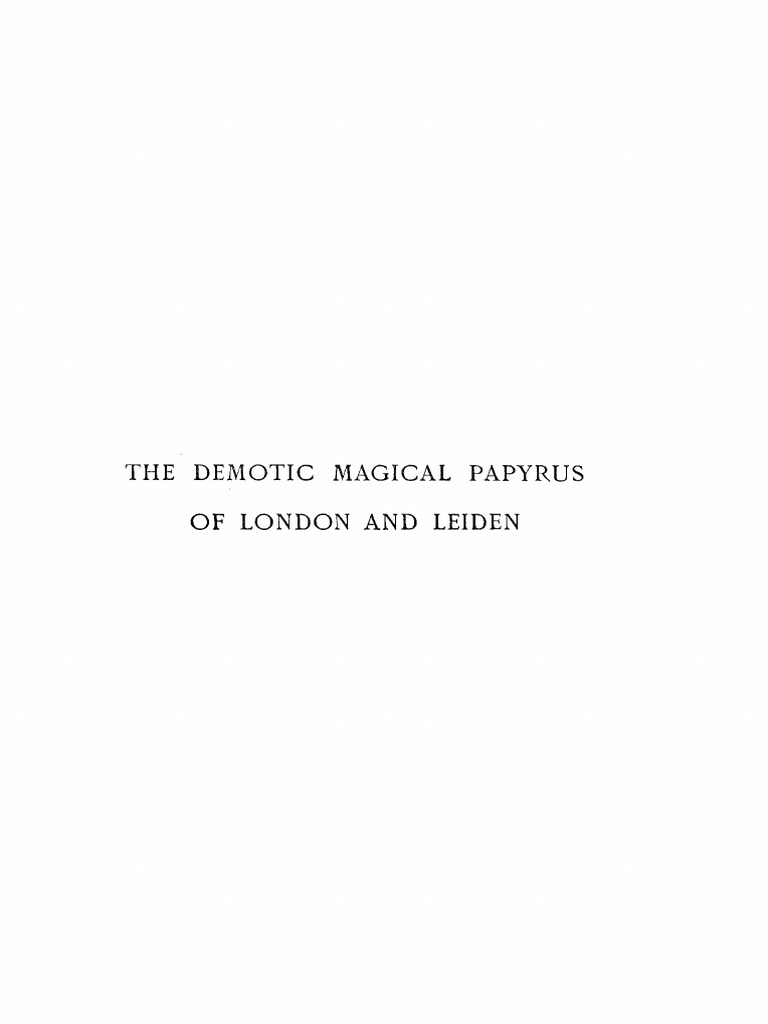 Griffith Demotic Magical Papyrus 01 Title | PDF | History | Classics