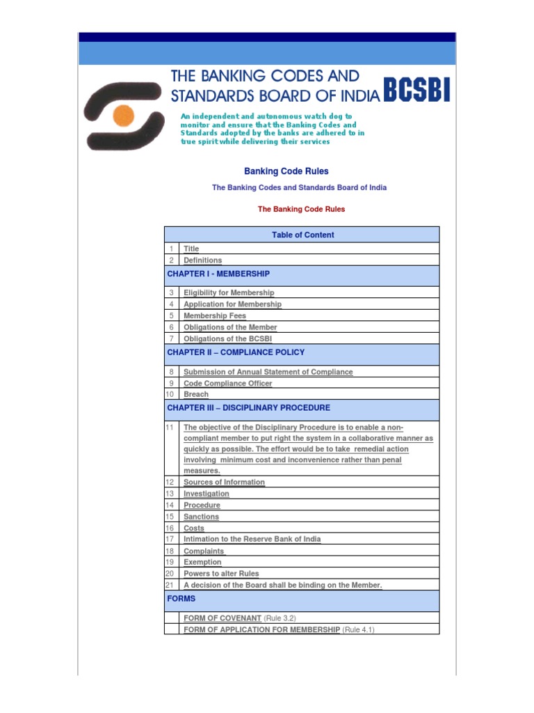 Banking Code Rules | PDF | Regulatory Compliance | Fee