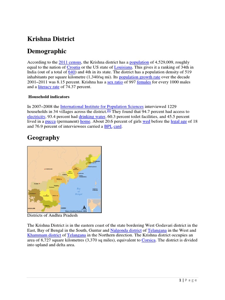 KRISHNA DISTRICT Demographic Details | PDF | Earth Sciences | Nature