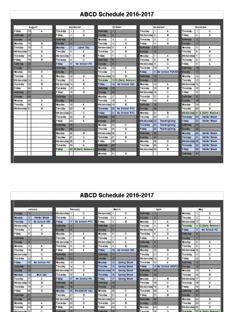 Abcd Calendar 16-17 | PDF | Sports | Leisure