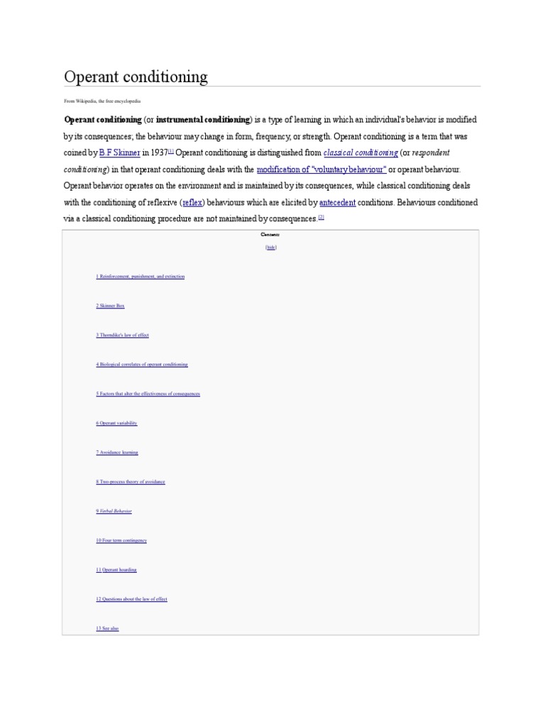 Operant Conditioning | PDF | Reinforcement | Classical Conditioning