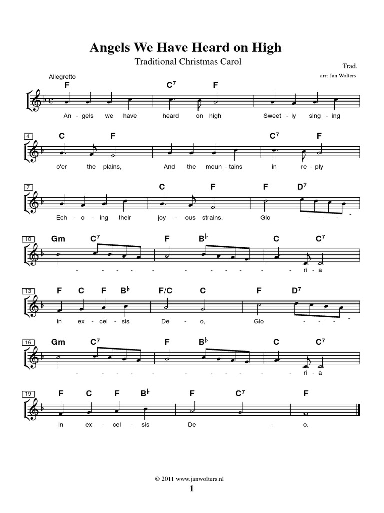Angels We Have Heard On High: Traditional Christmas Carol | PDF