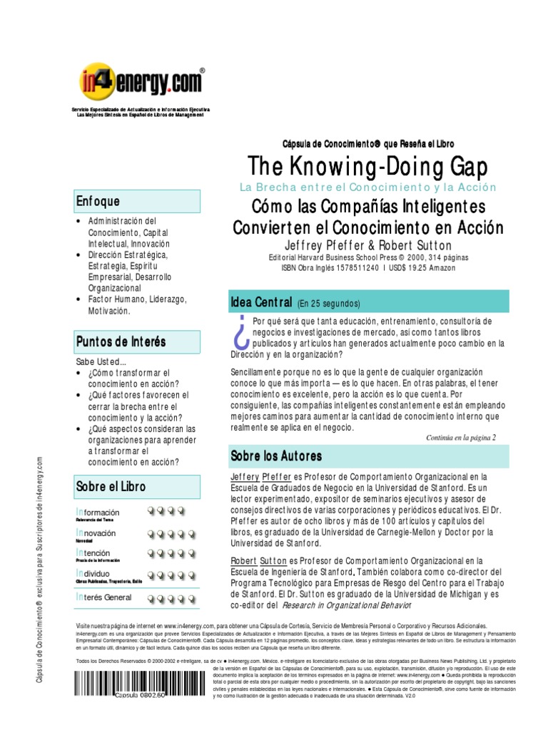 The Knowing-Doing Gap PDF | PDF | Liderazgo | Conocimiento