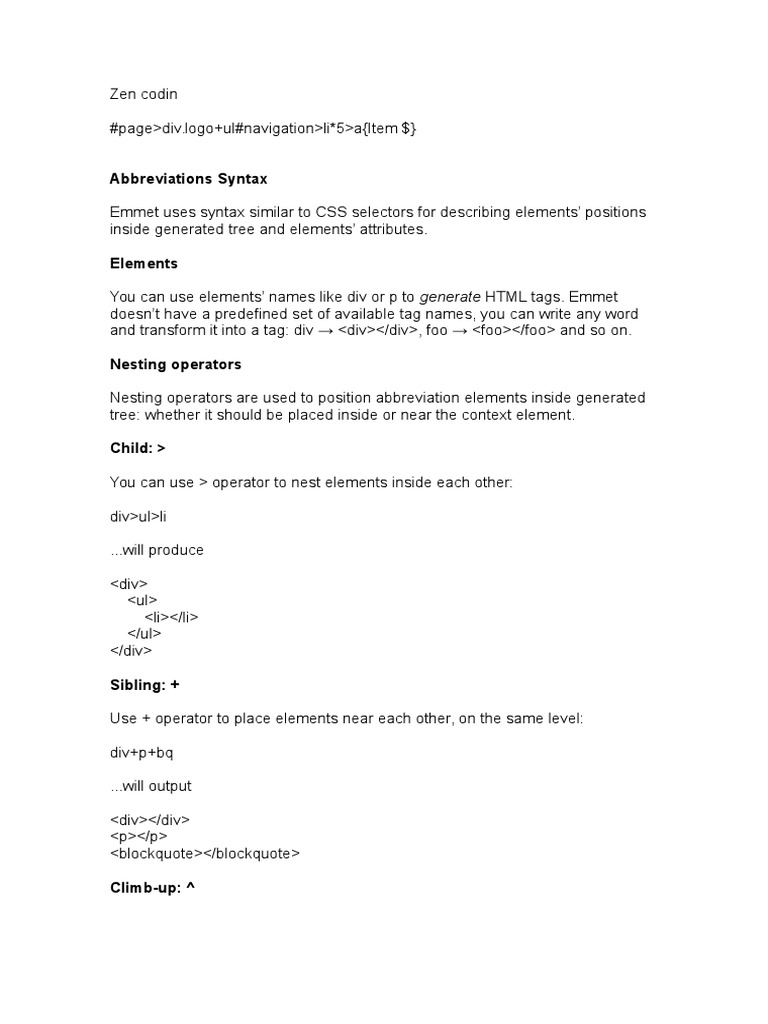 Zen Codin | PDF | Html Element | Computer Programming