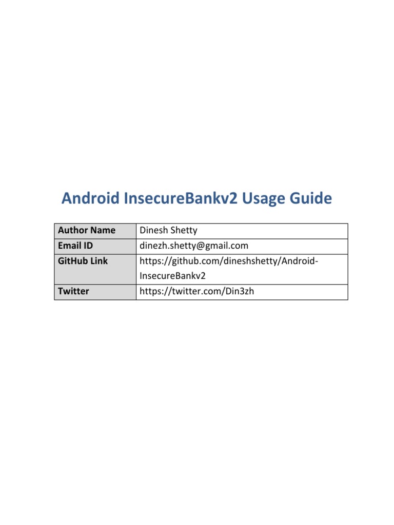 Android InsecureBankv2 Usage Guide | PDF | Android (Operating System) | Computer Architecture
