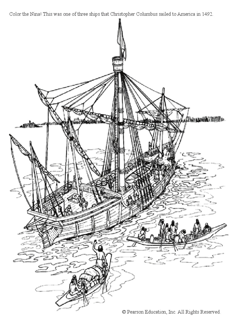 Color The Nina! This Was One of Three Ships That Christopher Columbus ...