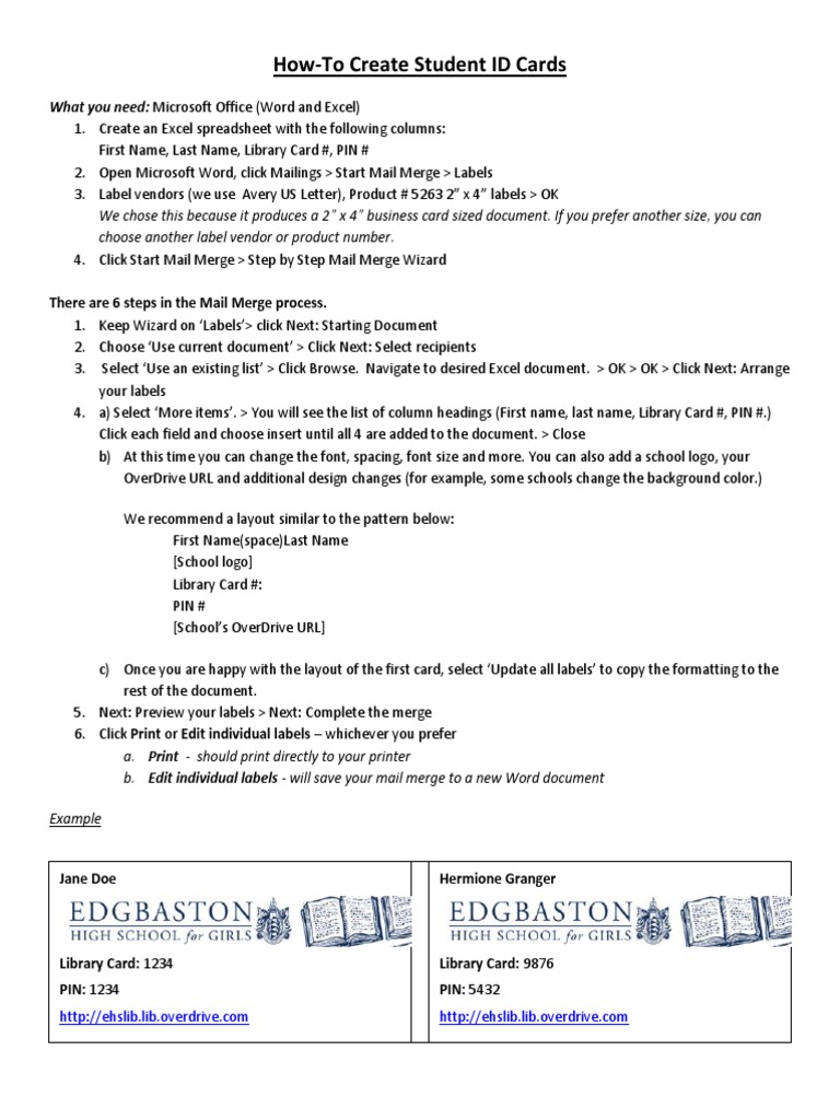How To Create Student ID Cards | PDF