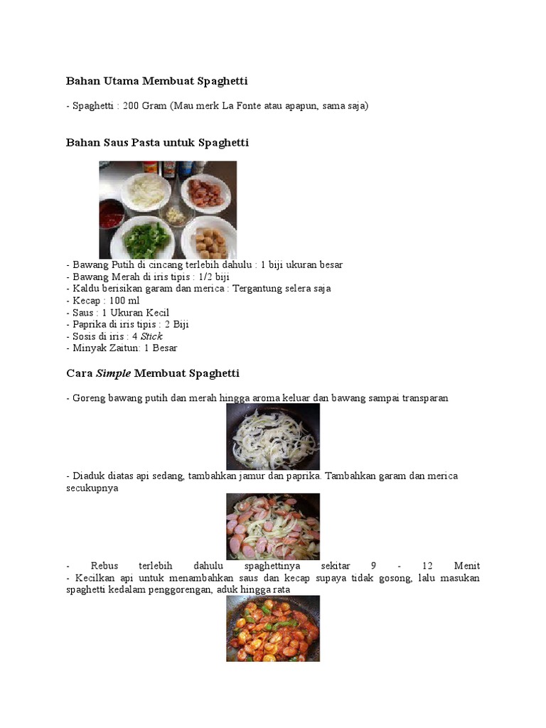 Cara Membuat Spaghetti | PDF