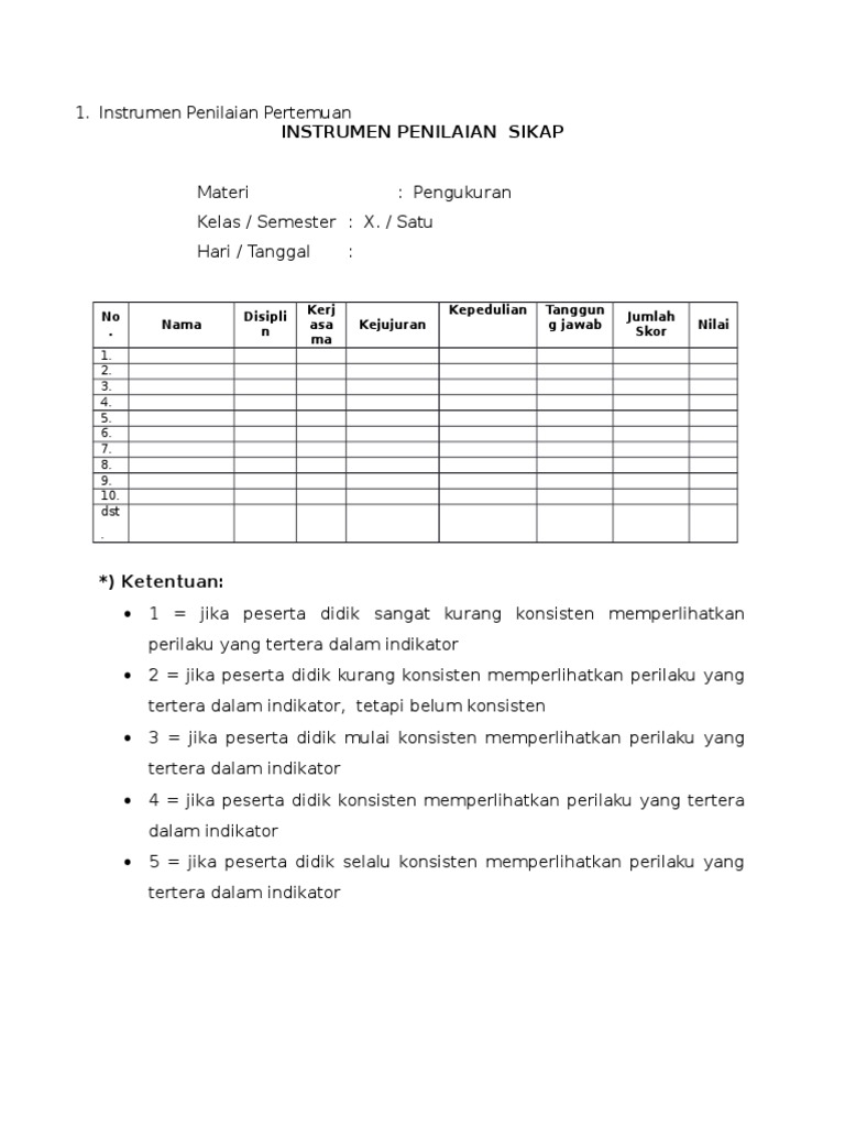 Format Penilaian Sikap Siswa Dunia Sosial - Riset