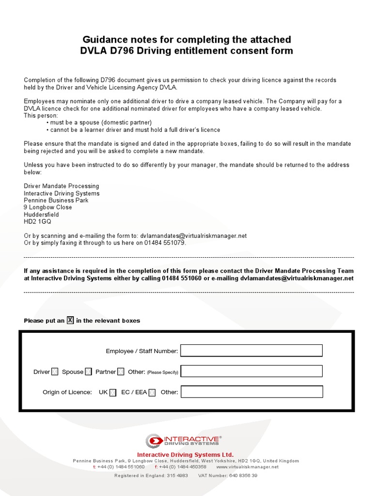 DVLA D796 form.pdf | Driver's License | Information Privacy | Free 30 ...