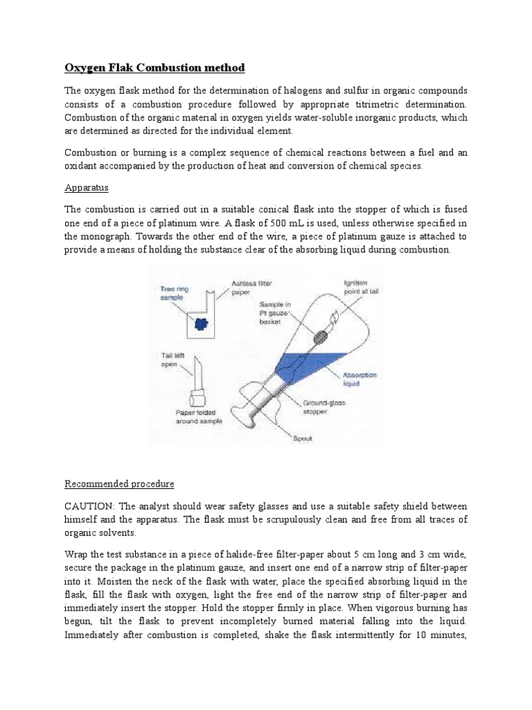 Oxygen Flak Combustion Method | PDF | Combustion | Oxygen