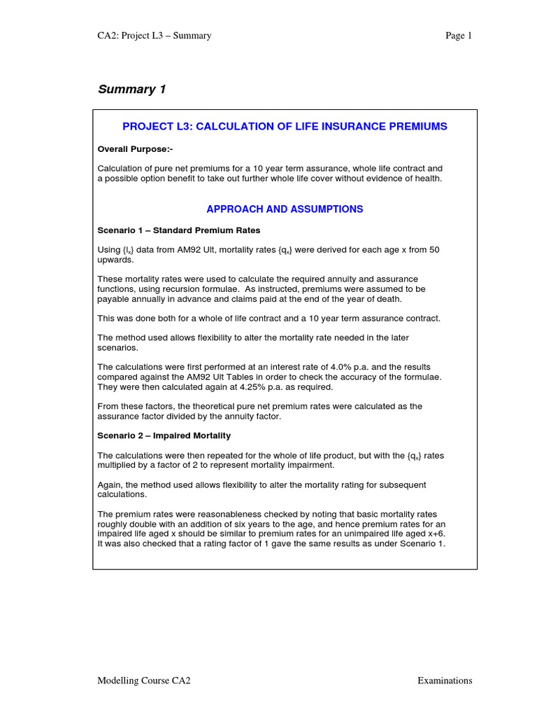 Actuarial Premium Calculation Guide | PDF | Insurance | Option (Finance)