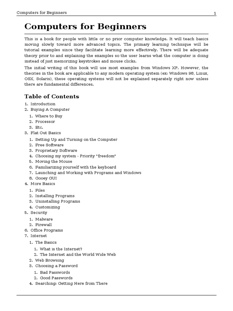 Computers For Beginners PDF | PDF