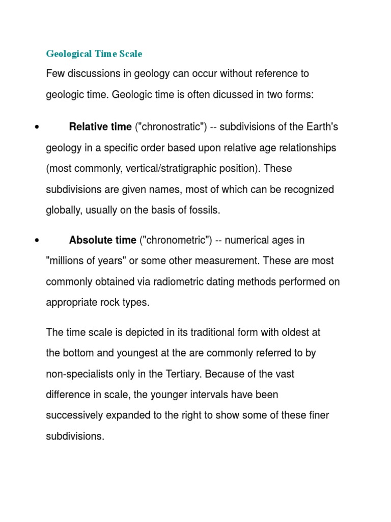 Geological Time Scale: Relative Time ("Chronostratic") - Subdivisions of The Earth's | PDF ...