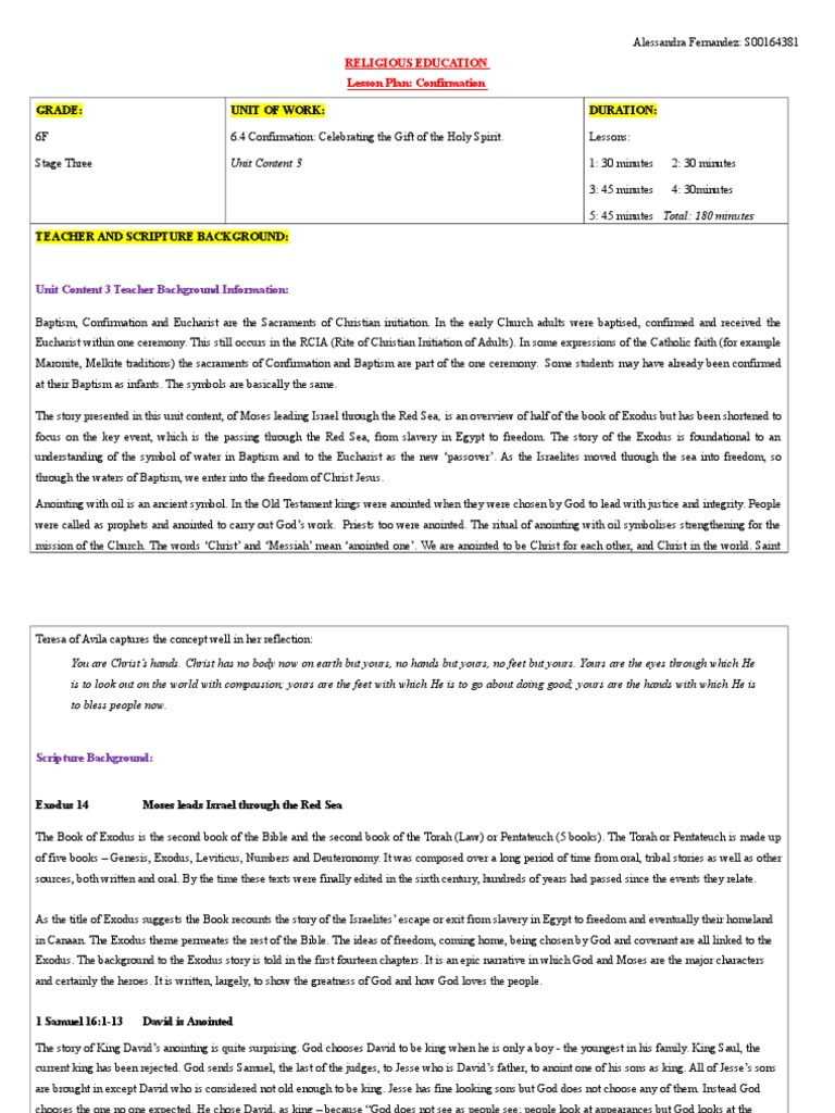 Assignment 2 Lesson Plan Edre102 | PDF | Book Of Exodus | Confirmation