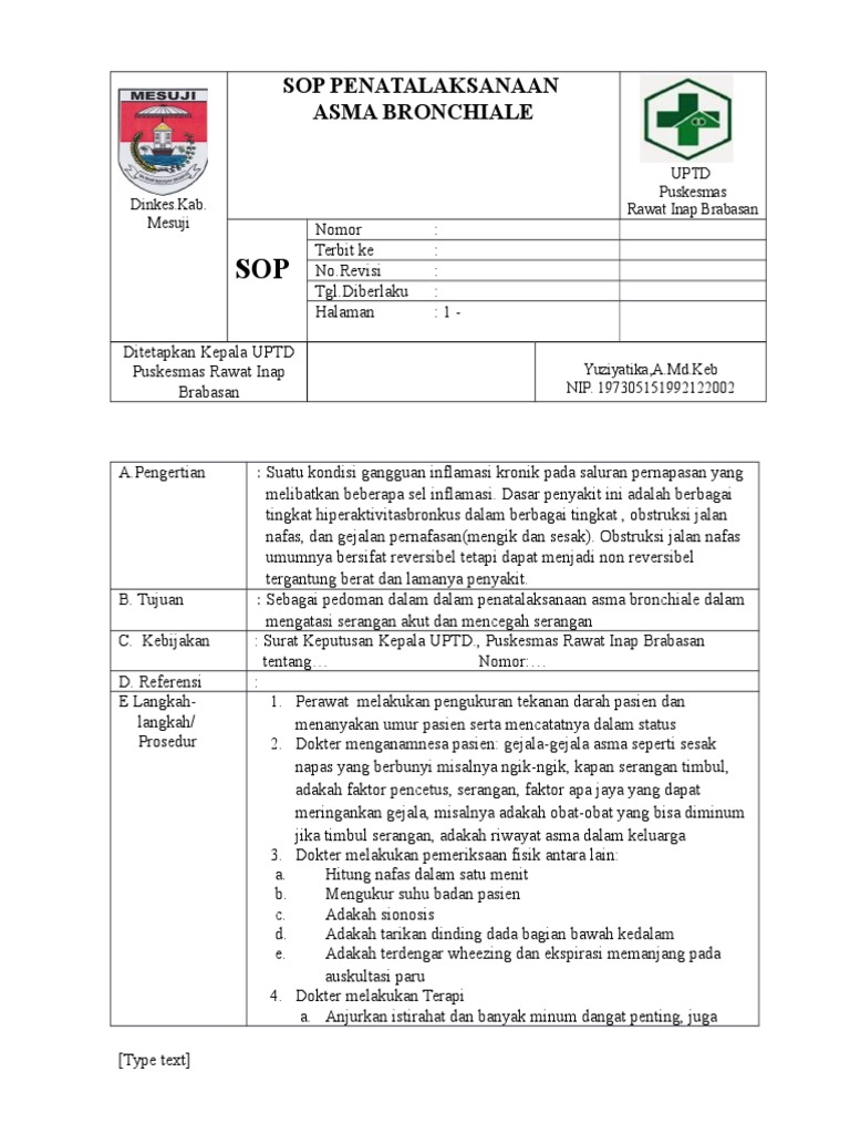 SOP Asma Bronchiale | PDF