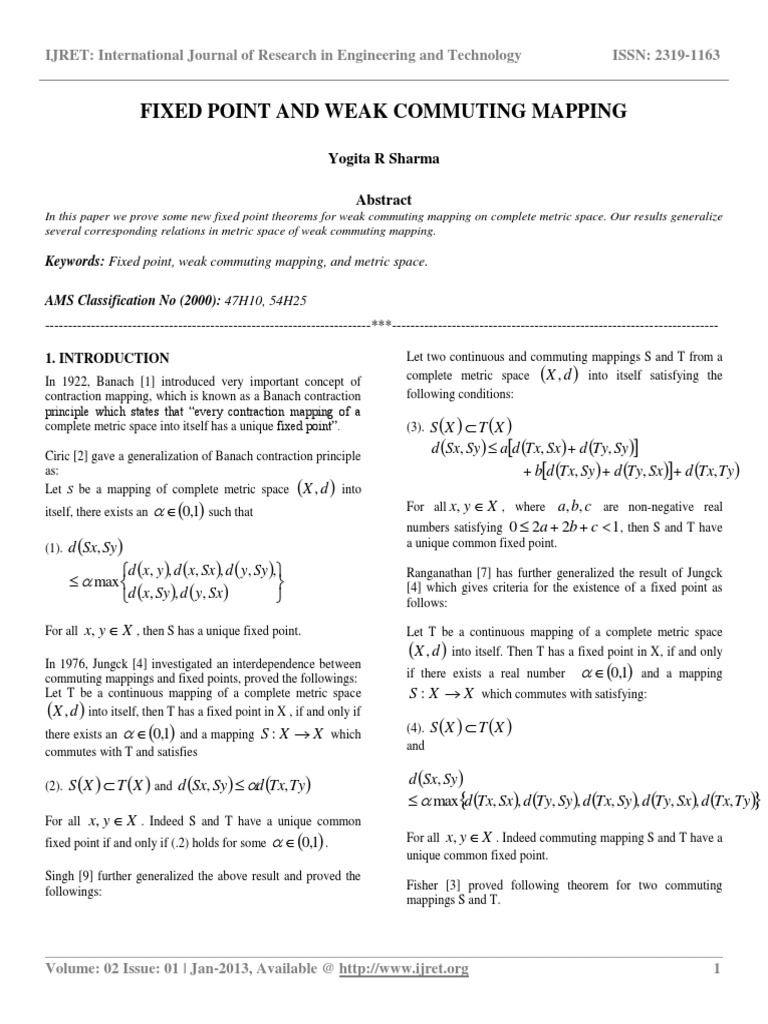 Fixed Point and Weak Commuting Mapping | PDF | Continuous Function ... Fixed Point and Weak Commuting Mapping | PDF | Continuous Function ...