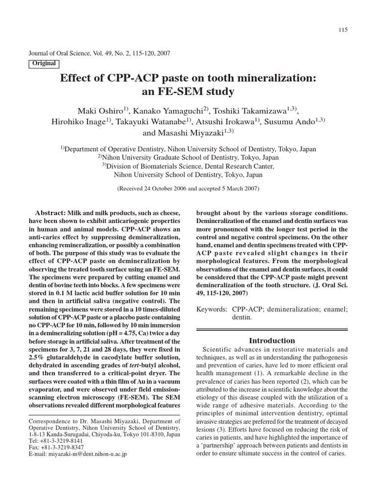 Cpp Acp Pdf Tooth Enamel Dentistry