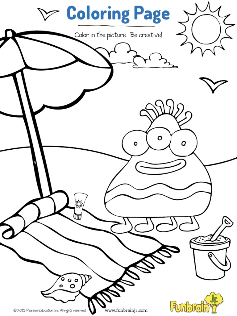 Coloring Page Beach Day PDF | PDF