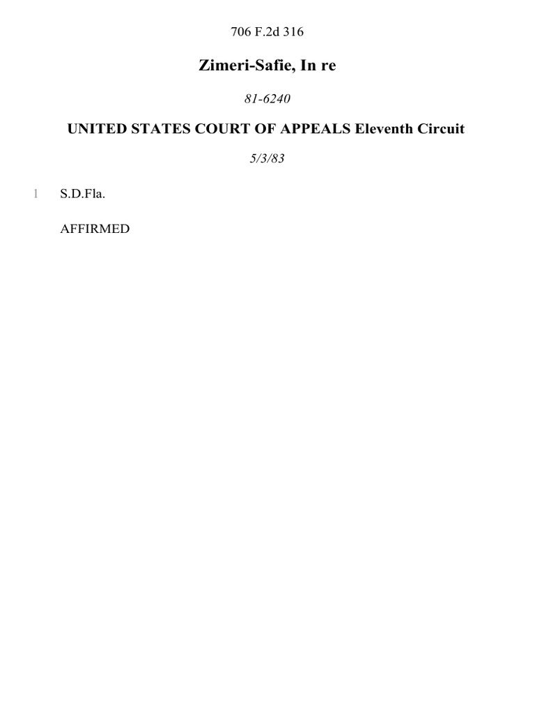 Zimeri-Safie, in Re, 706 F.2d 316, 11th Cir. (1983) | PDF