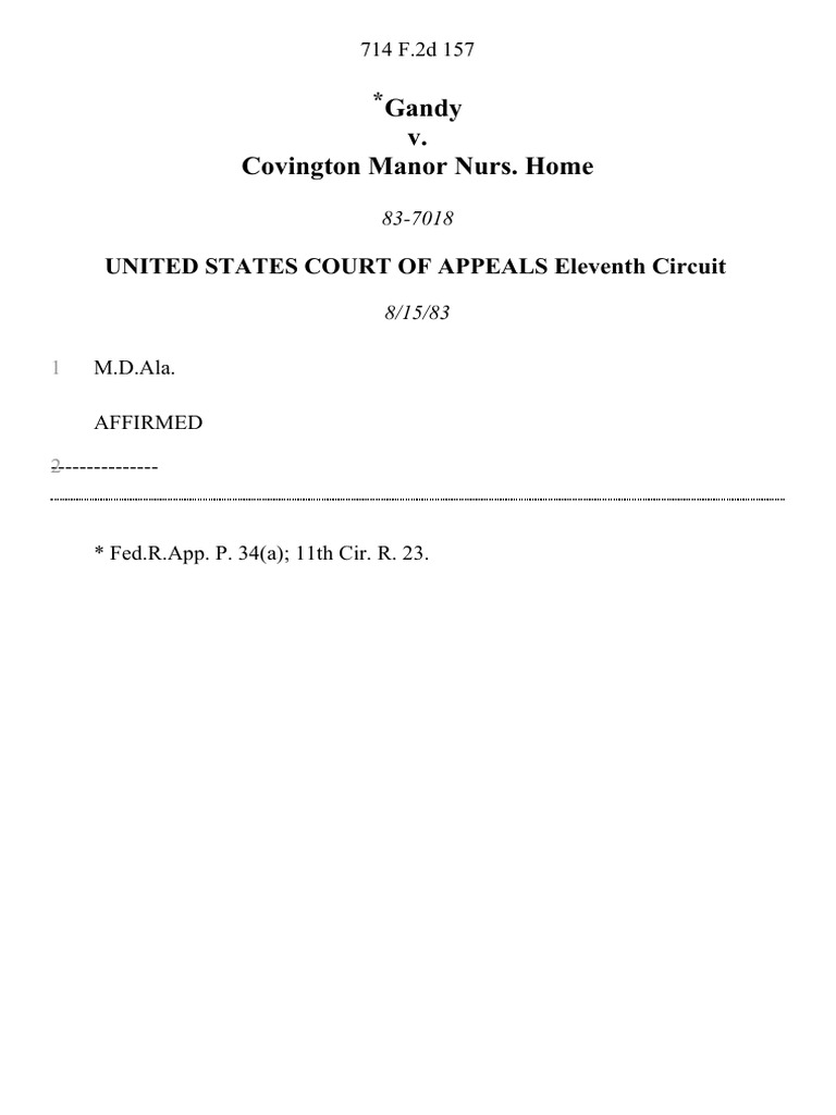 Gandy v. Covington Manor Nurs. Home, 714 F.2d 157, 11th Cir. (1983) | PDF