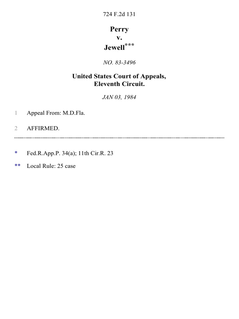 Perry v. Jewell, 724 F.2d 131, 11th Cir. (1984) | PDF
