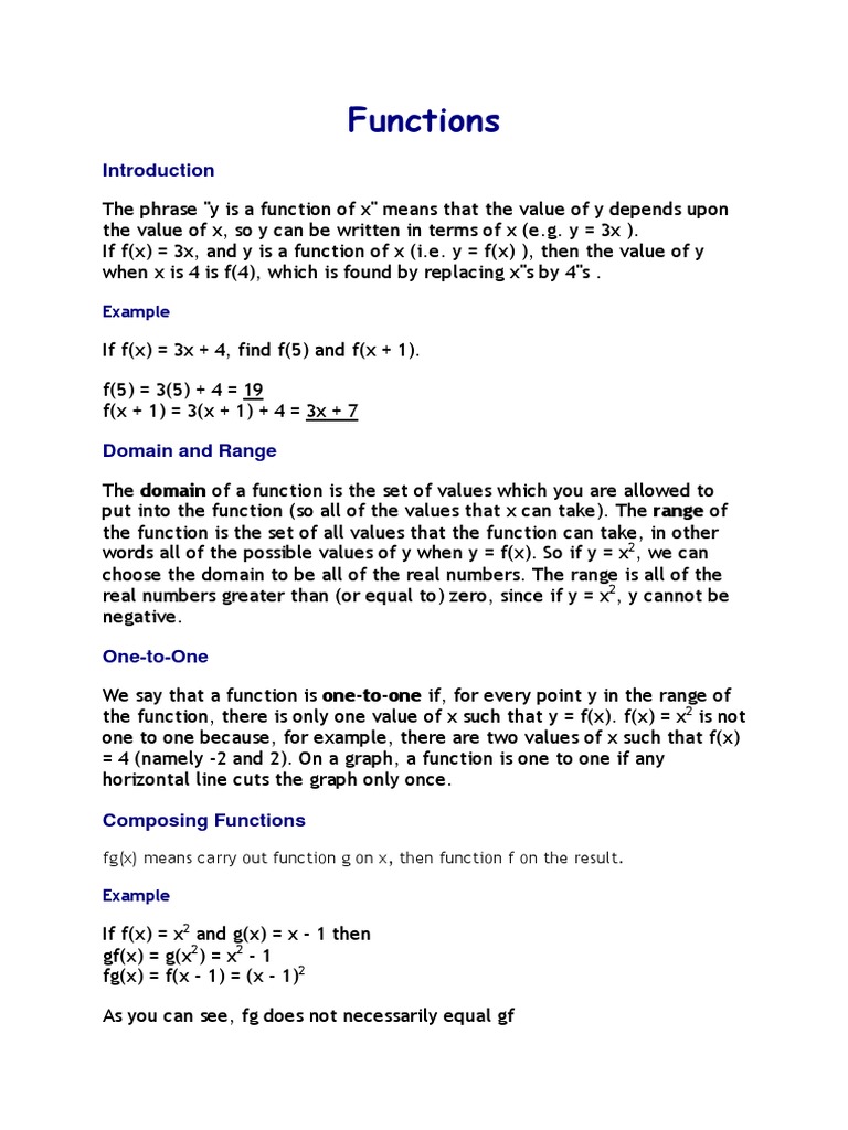 Functions | PDF | Function (Mathematics) | Real Number