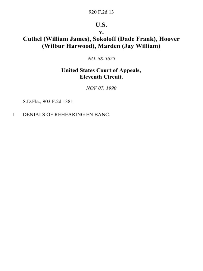 United States v. Cuthel (William James), Sokoloff (Dade Frank), Hoover ...