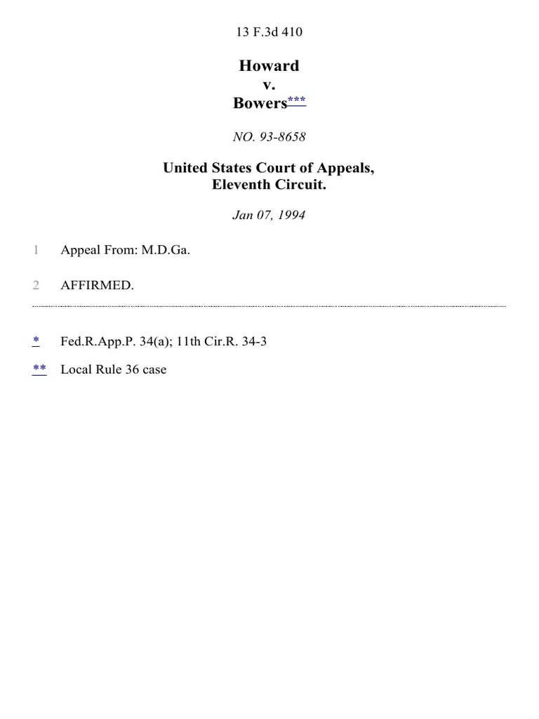 Howard v. Bowers: United States Court of Appeals, Eleventh Circuit | PDF