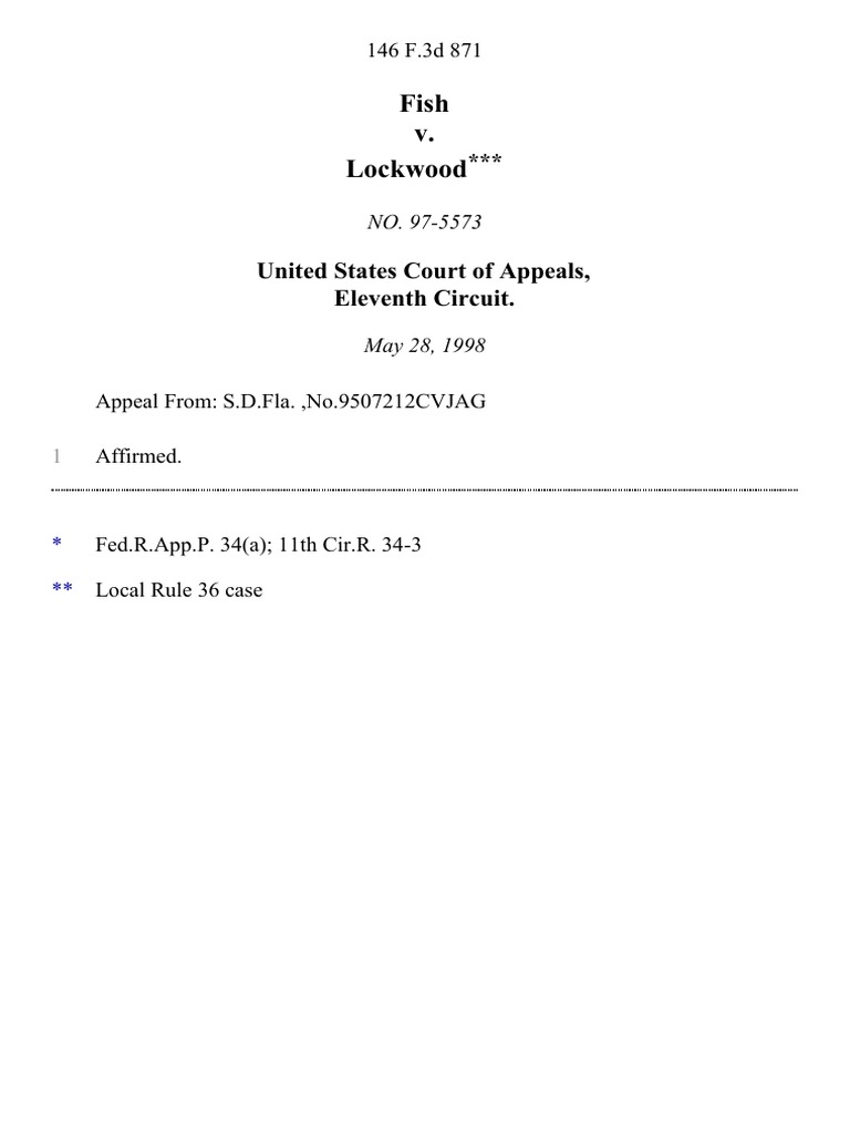Fish v. Lockwood, 146 F.3d 871, 11th Cir. (1998) | PDF