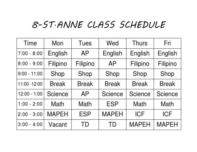 Class Sched | PDF